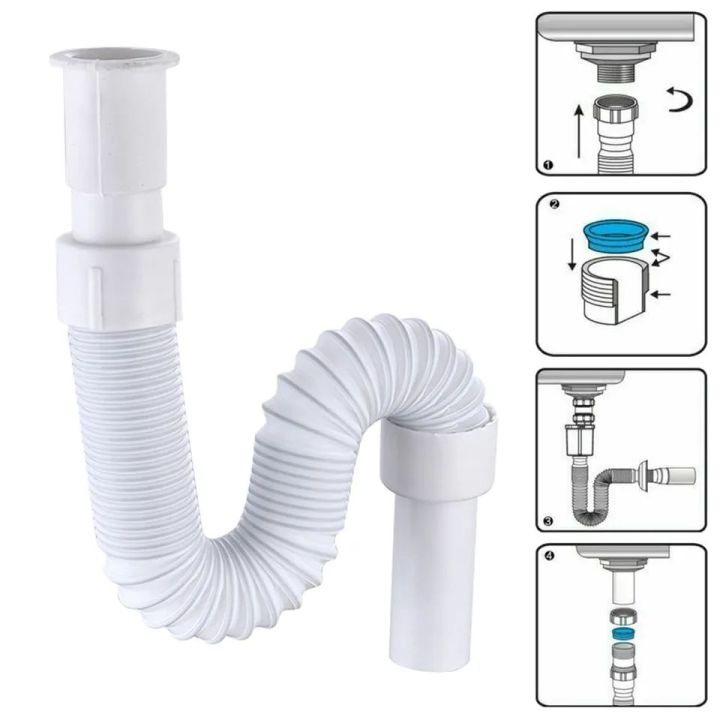 YEN Kitchen Sewer Pipe Flexible Bathroom Sink Drains Downcomer Hose ...