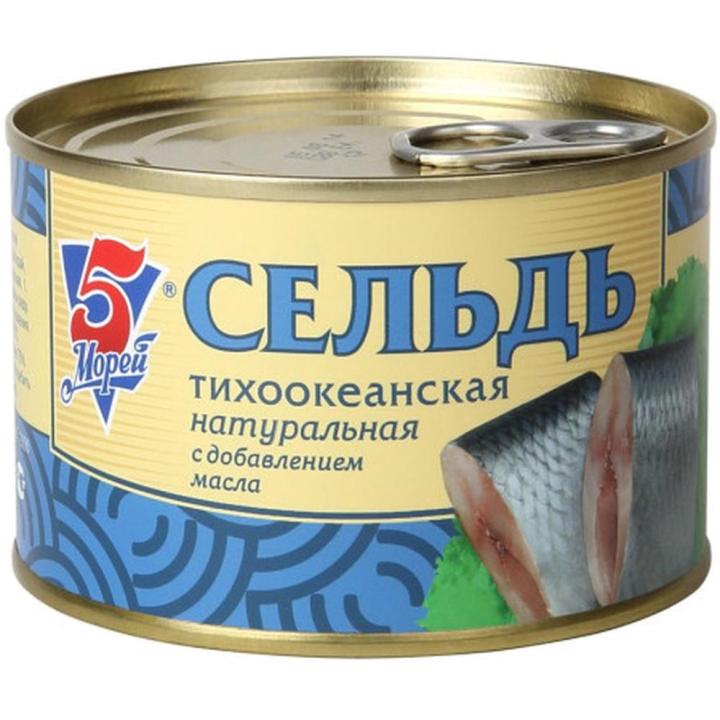 5 МОРЕЙ Сельдь тихоокеанская натуральная с добавлением масла 250грамм ...