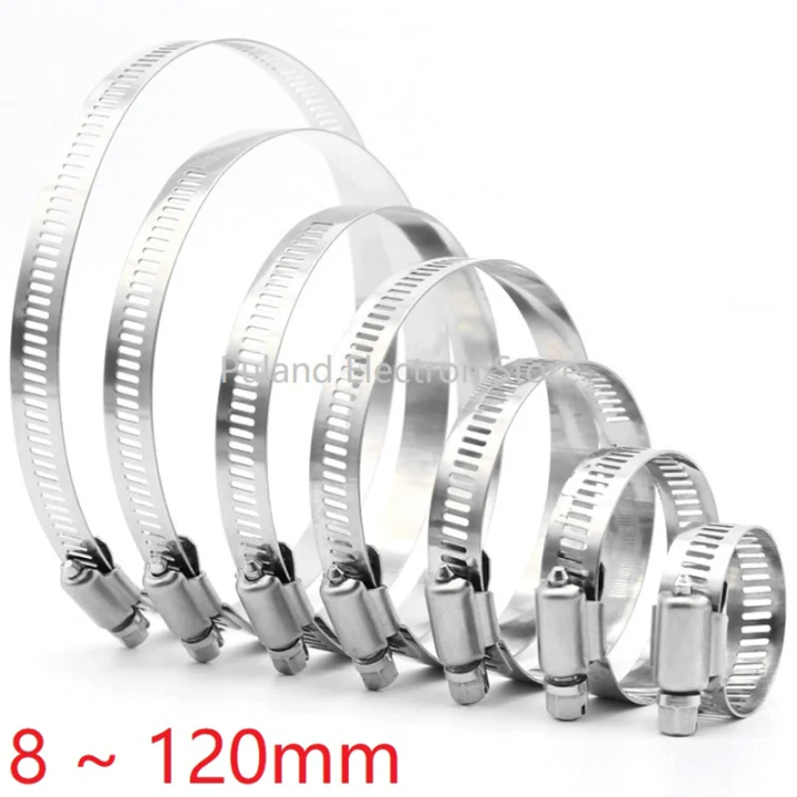 8mm ~ 120mm Stainless Steel Drive Hose Clamps Adjustable Tri Gear Worm ...