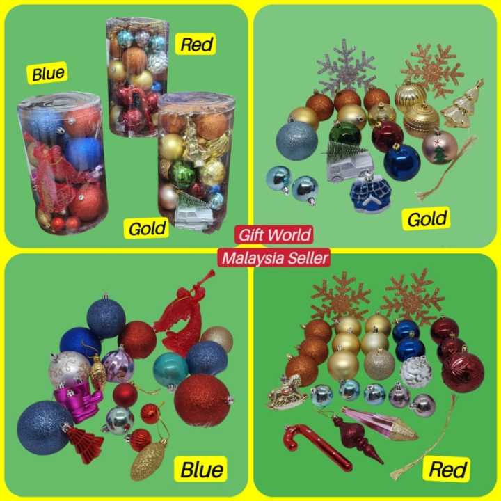 Christmas Tree Ball Decoration Mix Up 3 ball design 6cm / 4cm / 3cm ...
