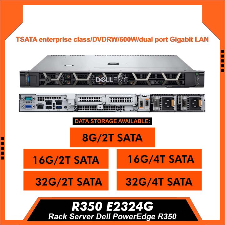 Rack Server Dell PowerEdge R350 E2324G/Enterprise Class/DVDRW/600W/Dual ...