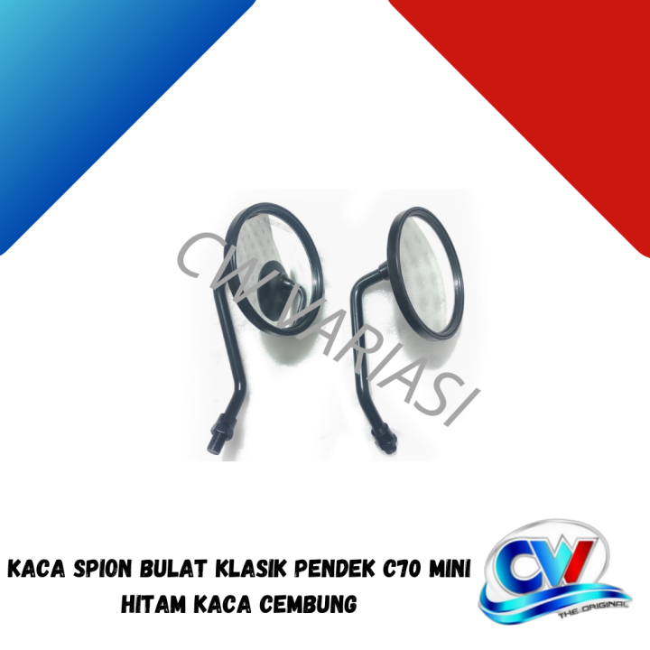 Kaca Spion Bulat klakis Pendek C70 Mini Hitam Kaca Cembung | Lazada ...