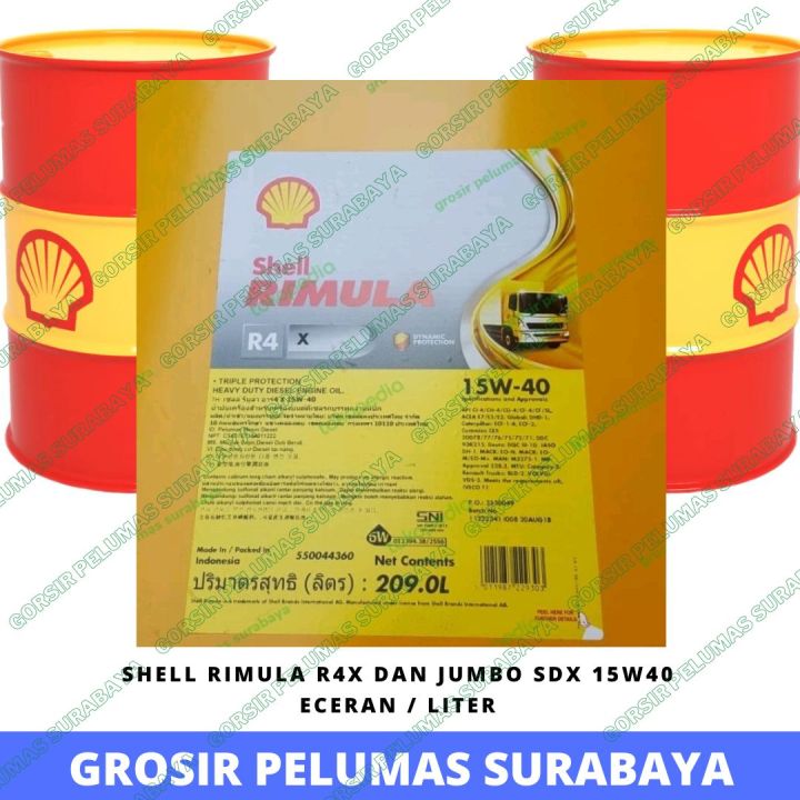 ECERAN Oli mesin Diesel sae 15w/40 15w-40 Api CI-4 Shell Rimula R4X R4 X RX 4 heavy duty Literan ...