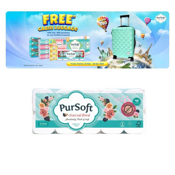 Pursoft Charcoal Floral 3-Ply Toilet Tissue - 10 Rolls | Lazada Singapore