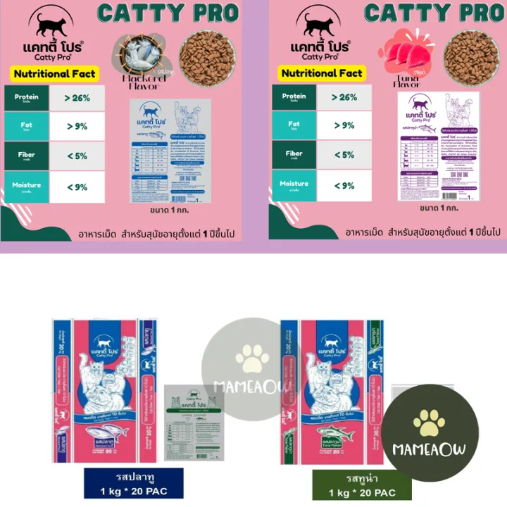 (แบ่งขาย)Catty Pro แคทตี้โปร อาหารเม็ด สำหรับแมว 1 ปีขึ้นไป ขนาด 1 kg ...