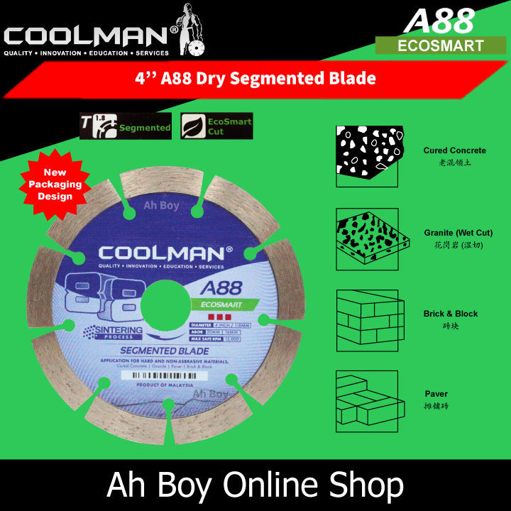 Coolman A88 4'' Eco Smart Diamond Cutting Disc 110mm Dry Segmented ...