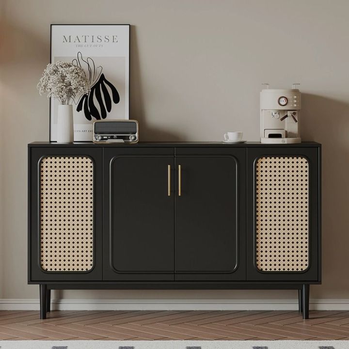 French Vintage Style Rattan Ultra-Thin Sideboard Locker Living Room Tea ...