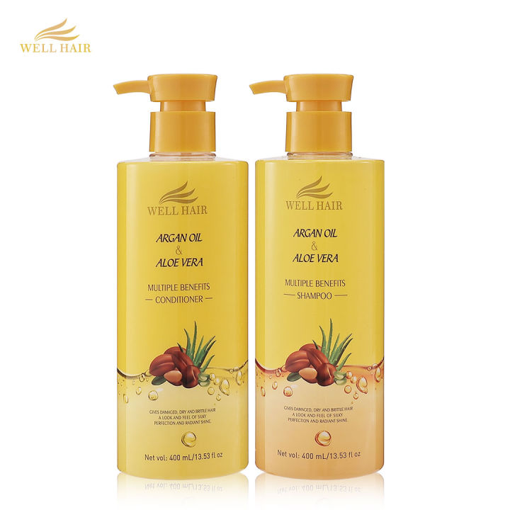 WELL HAIR Shampoo & Conditioner Argan Oil Refreshing Aloe Deep ...