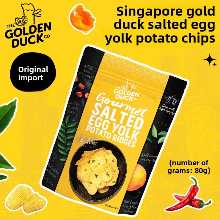 Singapore Golden Duck Salted Egg Yolk Crispy Yellow Wave Potato Chips Crisp 80g | Lazada Singapore