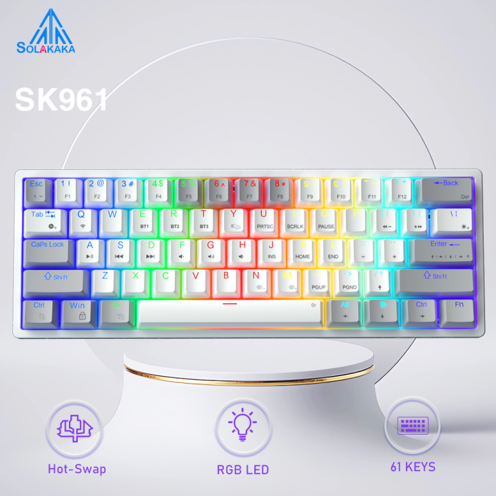 SOLAKAKA SK961 Mechanical Keyboard RGB Backlit 60% Hot Swappable ...
