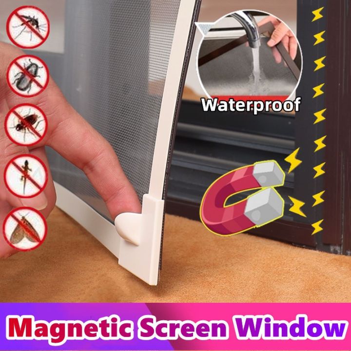 Adjustable DIY magnetic screen window, fly proof mosquito net, mosquito ...