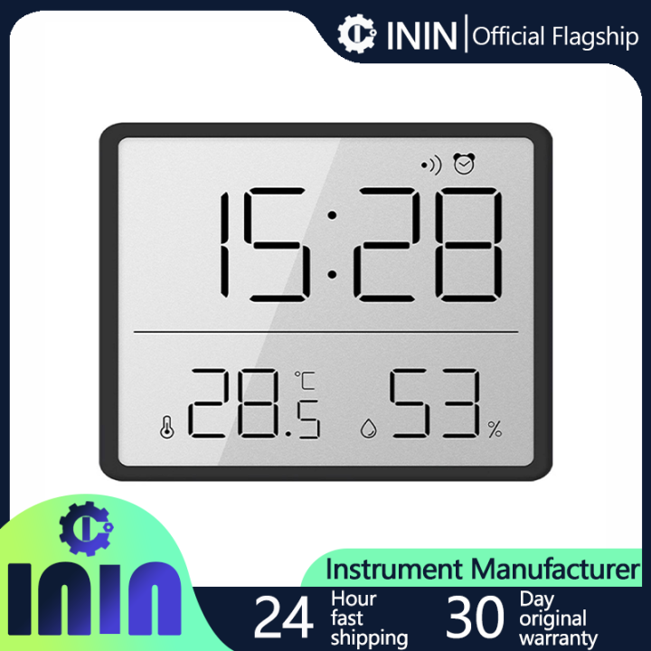 ININ Slim Temperature Humidity Electronic Clock Multifunction Wall ...