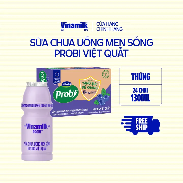 Thùng Sữa chua uống Probi Việt Quất chai x 130ml - 24 chai/Thùng Yogurt | Lazada.vn