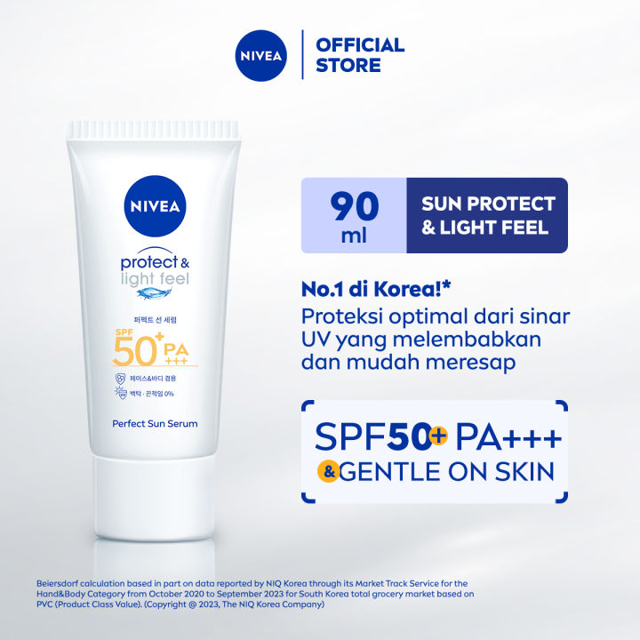 Nivea Sun Face Serum Protect & Light Feel SPF 50+ PA+++ 90ml - Sunscreen korea gak lengket ...