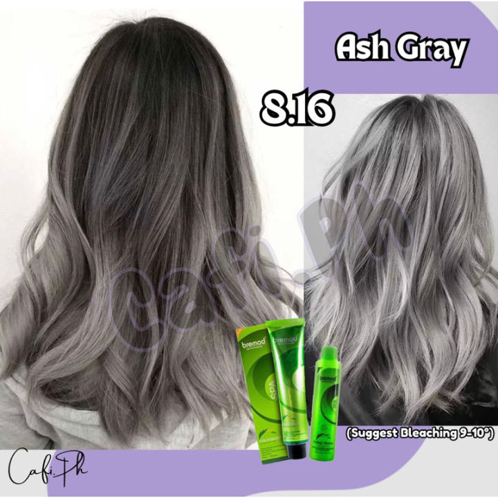 Bremod 8.16 Ash Gray Hair Color Set with Oxidizer | Lazada PH