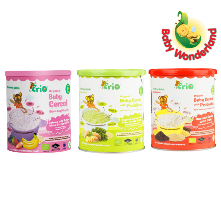 Erio Organic Baby Cereal with Probiotic & Oatmeal (200g) | Lazada