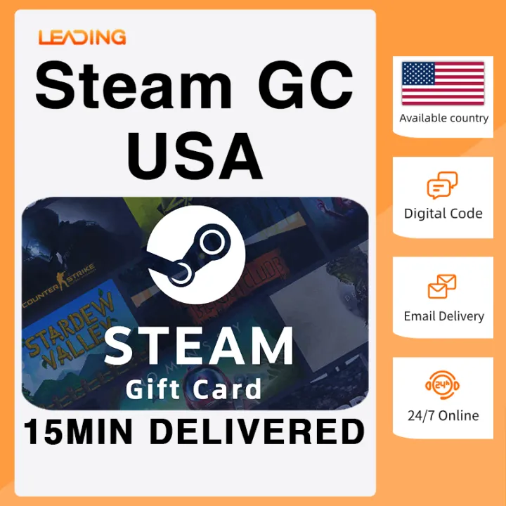 Steam Gift Card USA $5-$150 US Dollar STEAM USA Wallet Codes⚡Steam Digital GIFT CARD CODE United ...