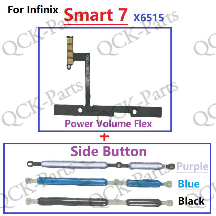 อะไหล่สำหรับ Infinix Smart 7 X6515ดิ้นปุ่มแป้นสัมผัสด้านที่ปรับเสียง ...