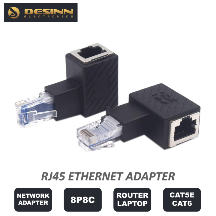 RJ45 Network Extender 90° Right Angle Adapter | Ethernet LAN Male to ...