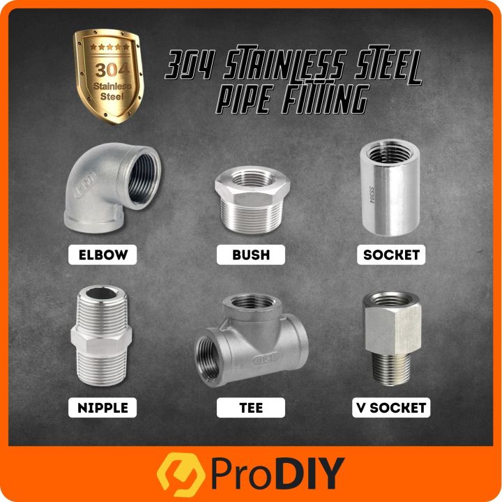 Stainless Steel Pipe Water Pipe 304 1/2 Inchi Socket Bush TEE NIPPLE ...