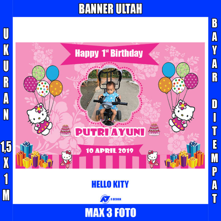 BANNER ULANG TAHUN ANAK BACKDROP ULTAH ANAK LUCU UKURAN 1,5 X 1 METER ...