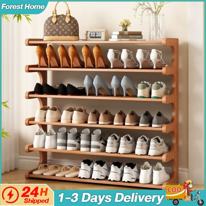 Bamboo Shoe Rack Organizer 3/4/5/6 Layers Multi-Functional Bamboo ...