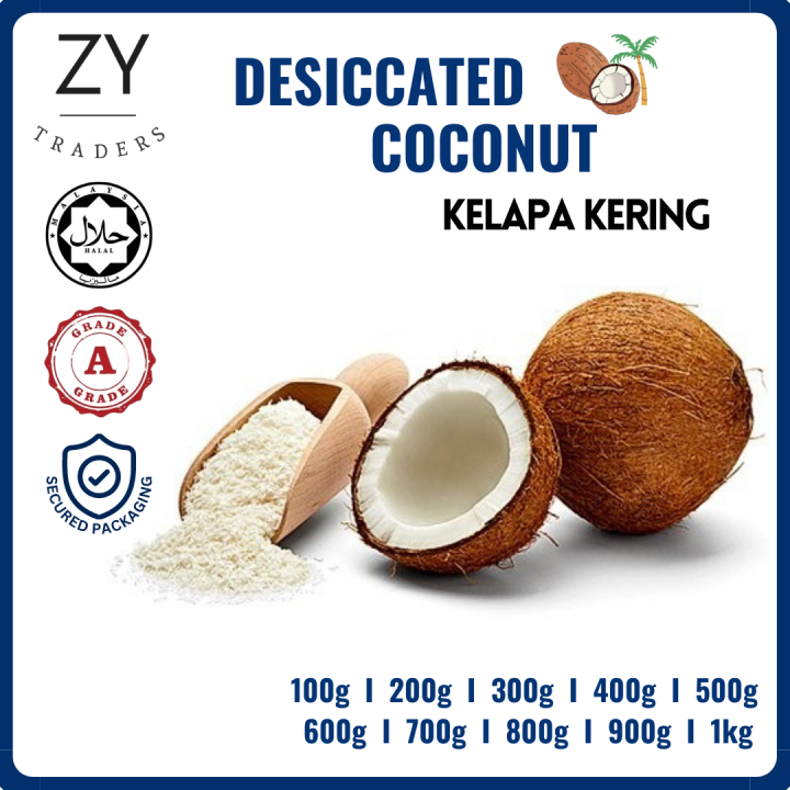 Dessicated Coconut Pure Kelapa Parut Kering Tulen 100g 200g 300g 400g 500g 600g 700g 800g 900g ...