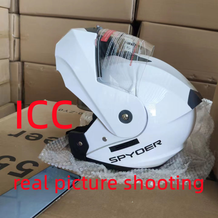 ICC Standard Motorcycle Modular Helmet Dual Lens Flip Up Racing Helmet ...