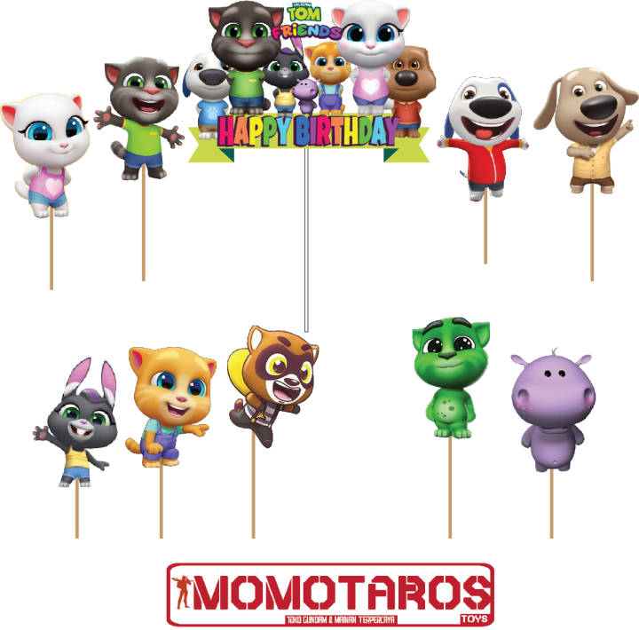 Cake topper Talking tom friends Mini set isi 10 pcs | Lazada Indonesia