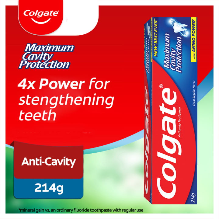 Colgate Maximum Cavity Protection Great Regular Flavor Anti-Cavity Family Toothpaste 214g ...