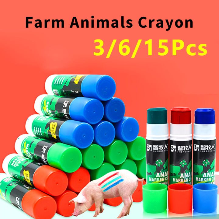 3/6/15Pcs Farm Animals Crayon Pig Cattle Sheep Marker Veterinary ...
