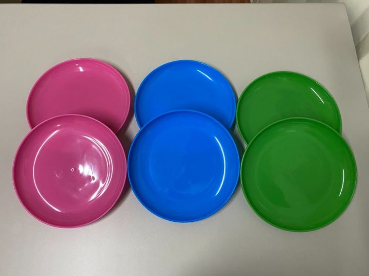 local queen 6pcs makapal Round Plastic Plates Colorful Dinner Plate ...