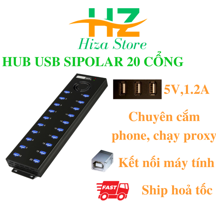 Hub usb Sipolar 20 port, bộ chia cổng usb 32 cổng, box phone | Lazada.vn