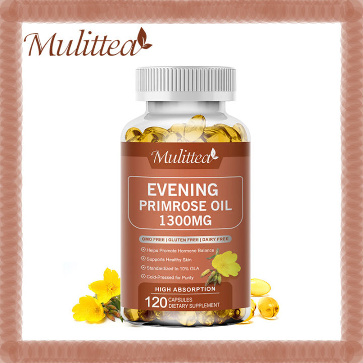 Mulittea Evening Primrose Oil 1300mg Supplement Skin Hair Beauty Hormonal Balance Women Health ...