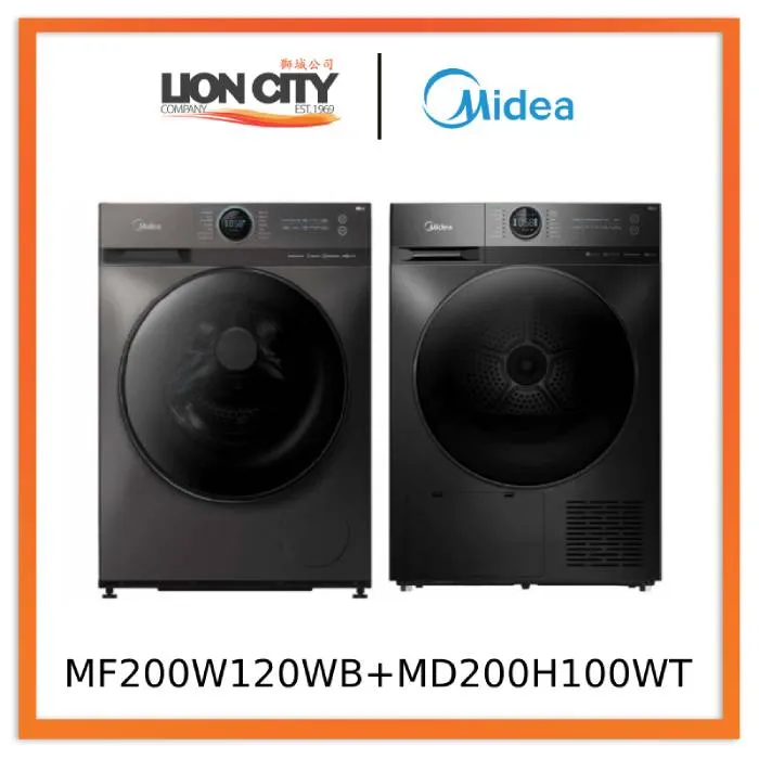 Midea Bundle With Free Stacking Kit MF200W120WB Front Load Washer (12kg ...