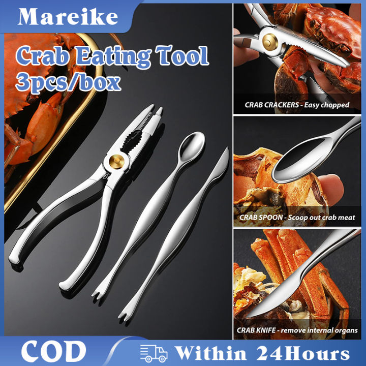 3Pcs Stainless Steel Crab Eating Tool Set Professional Seafood Tools ...