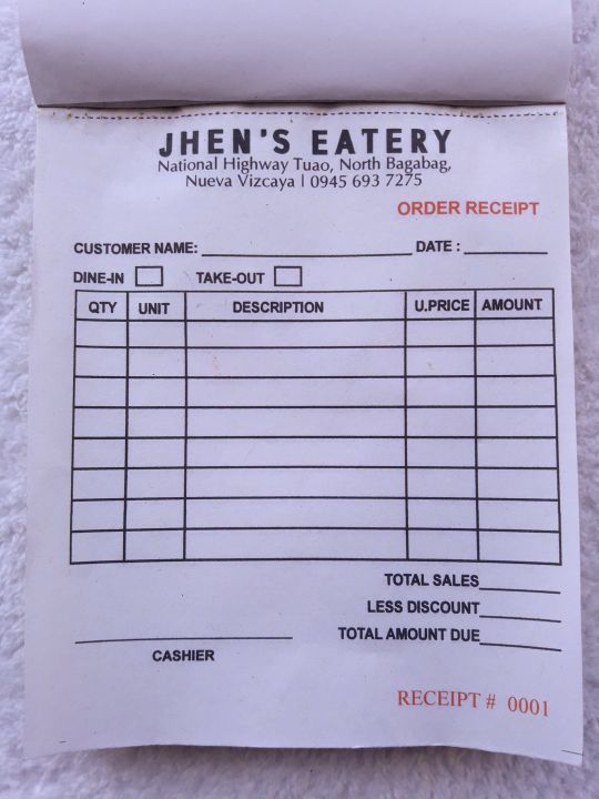 3 ply or triplicate copy receipt non carbonized with serial number ...