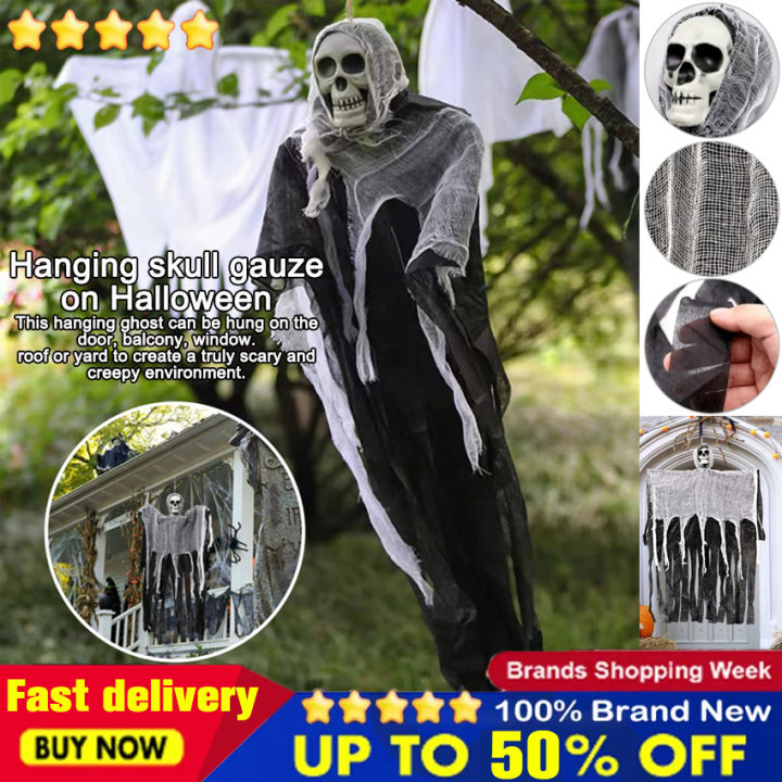 🔥In Stock🔥Halloween Hanging Skeleton Ghost Decorations 90cm Scary Grim ...