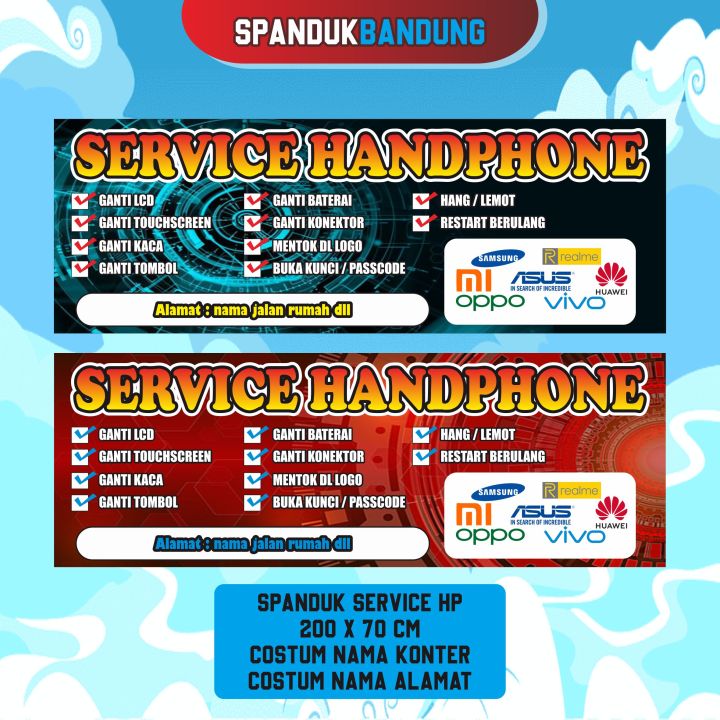 spnaduk service hp / banner service hp ukuran 200 x 70 cm / spanduk ...