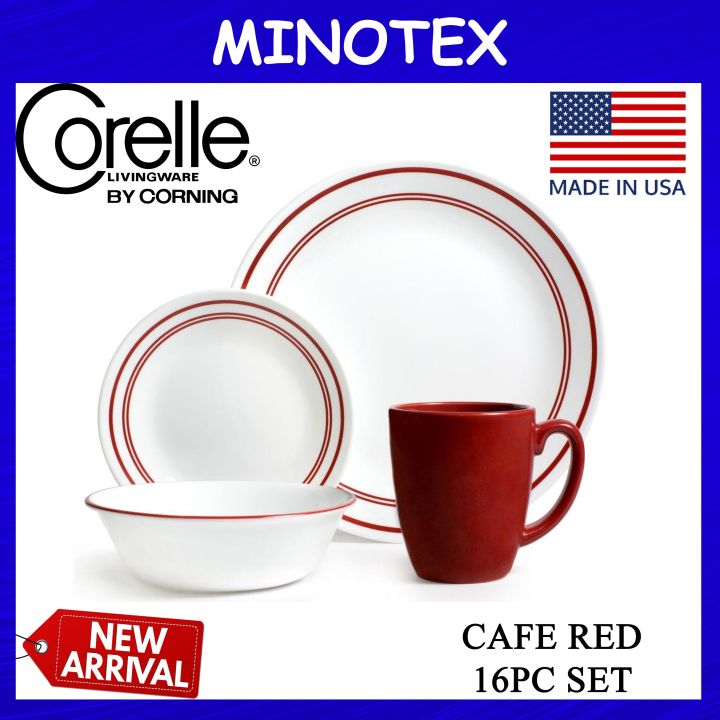 Corelle 16pc Cafe Red Dinnerware Set Livingware Dinner Serve Set | Lazada