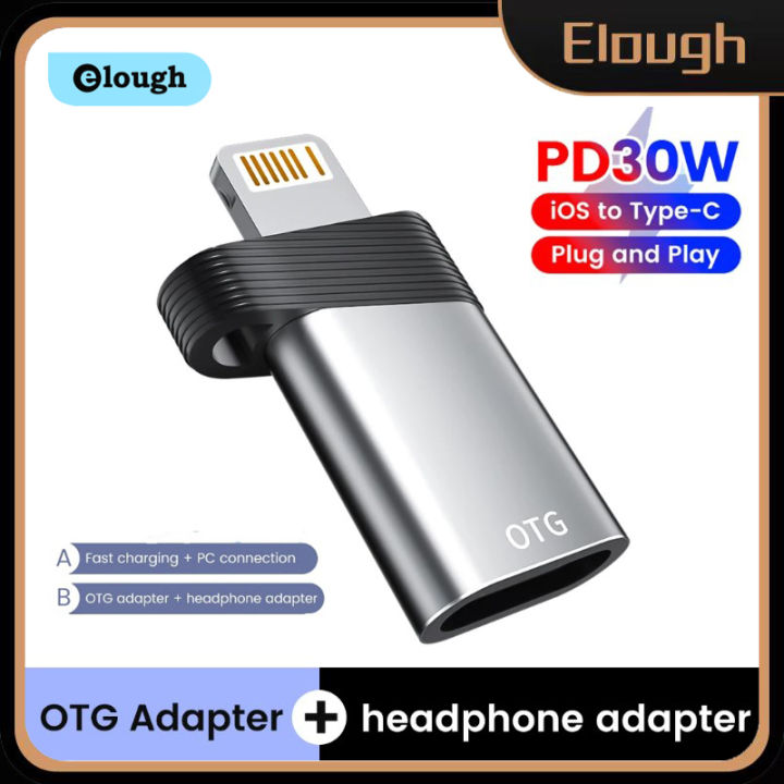 Elough USB C To Lightning OTG Adapter PD30W Fast Charging Data Transfer ...