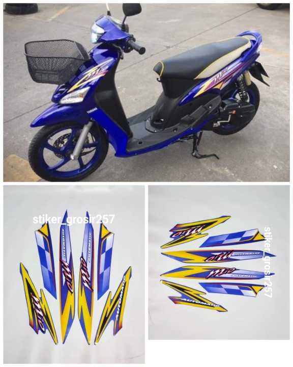 STIKER STRIPING & LIS BODY MOTOR MIO LAMA 2003 2004 BIRU STANDAR ...