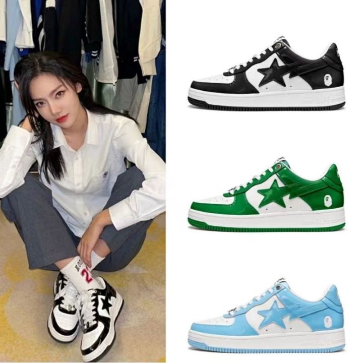 bape BAPESTA suede couple casual skate shoes vibe street solid color ...
