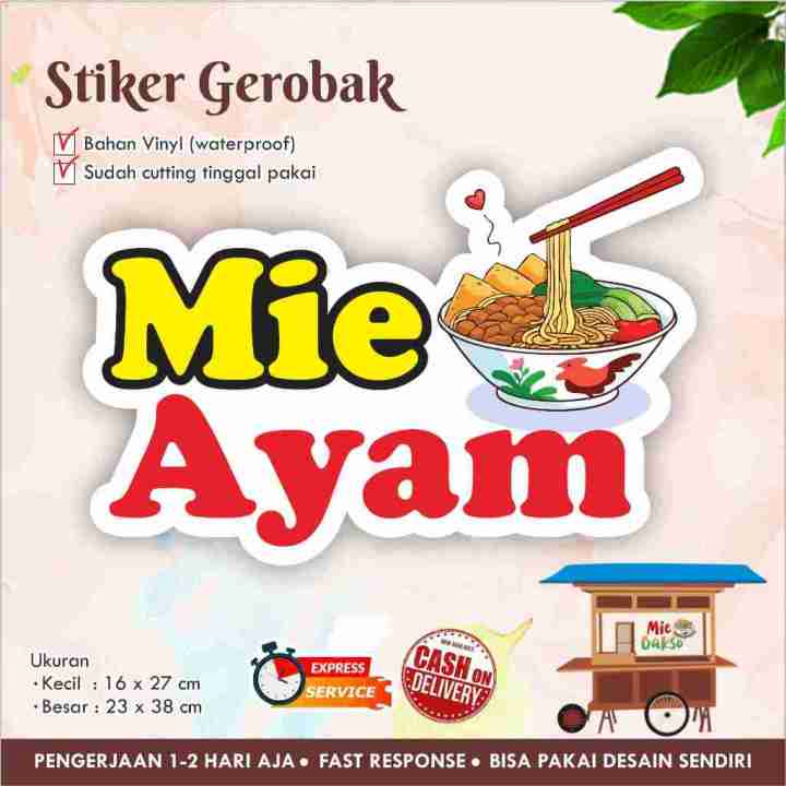 STIKER KACA GEROBAK VINYL MIE AYAM / LABEL MAKANAN | Lazada Indonesia