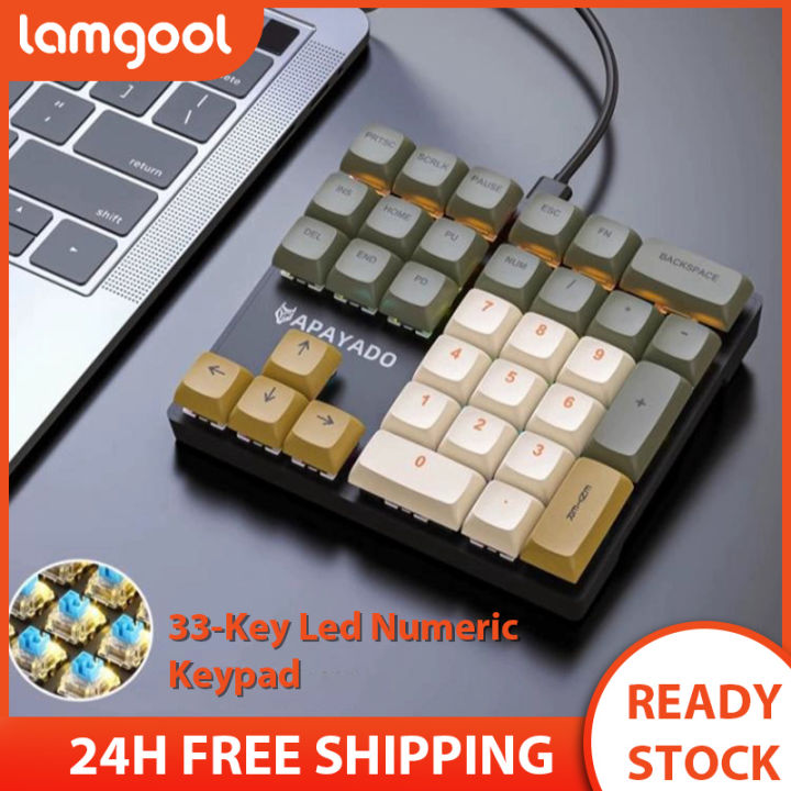 33-Key Keypad Mechanical Wired Usb Numeric Keypad Mini Number Pad For ...