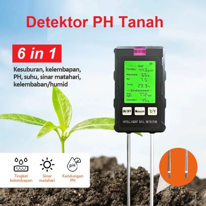 Soil Analyzer Tanah Tester Meter Moisture Meter PH Meter Sunlight Meter ...