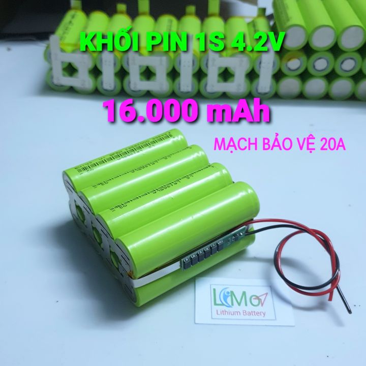 Khối pin 1s 3.7V - 4.2V 16.000 mAh - Xả 20A. Khối pin được đóng từ 8 ...