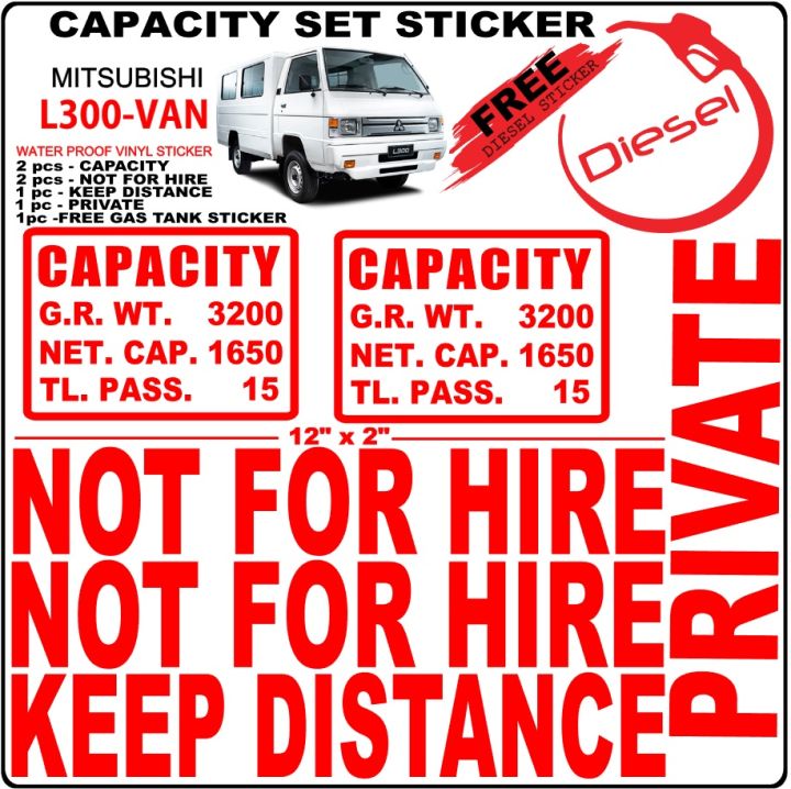 MITSUBISHI L300 VAN CAPACITY STICKER SET | Lazada PH