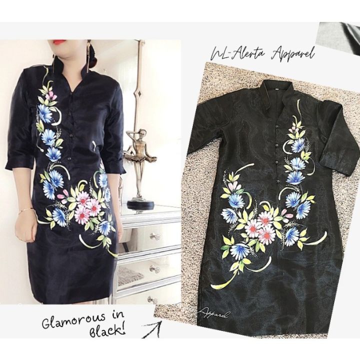 【Manila Ship】 MODERN FILIPINIANA HAND PAINTED BARONG DRESS FOR WOMEN ...