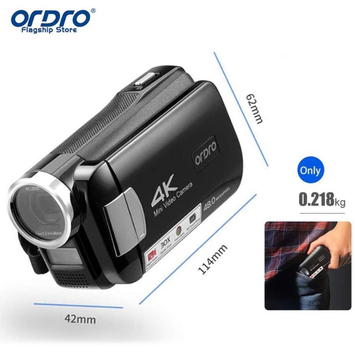 ORDRO Video Camera HDR-AC2 Camcorders Vlogging Mini 4K IR Night Vision ...